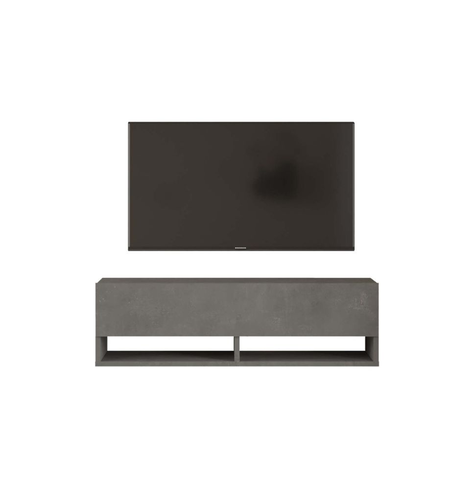 Mueble TV Moderno con 1 Puerta y Estantes en Melamina Color Gris ...