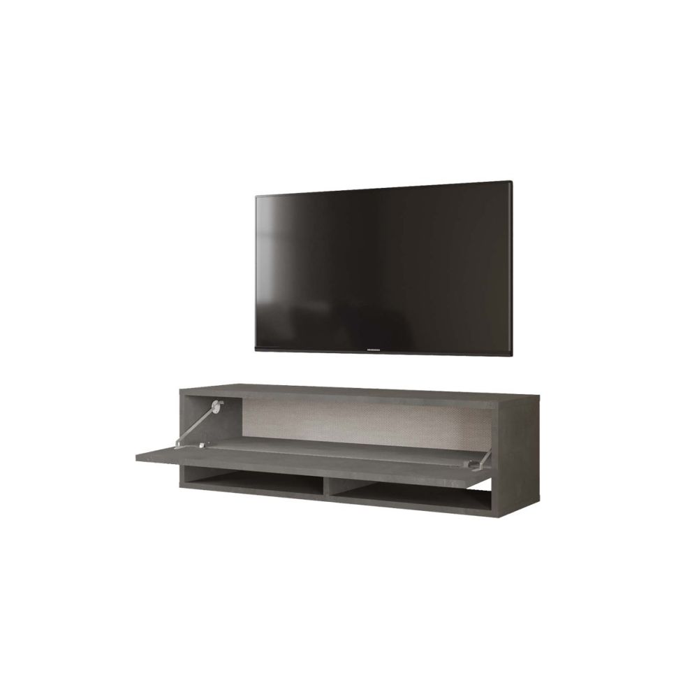 Mueble TV Moderno con 1 Puerta y Estantes en Melamina Color Gris ...